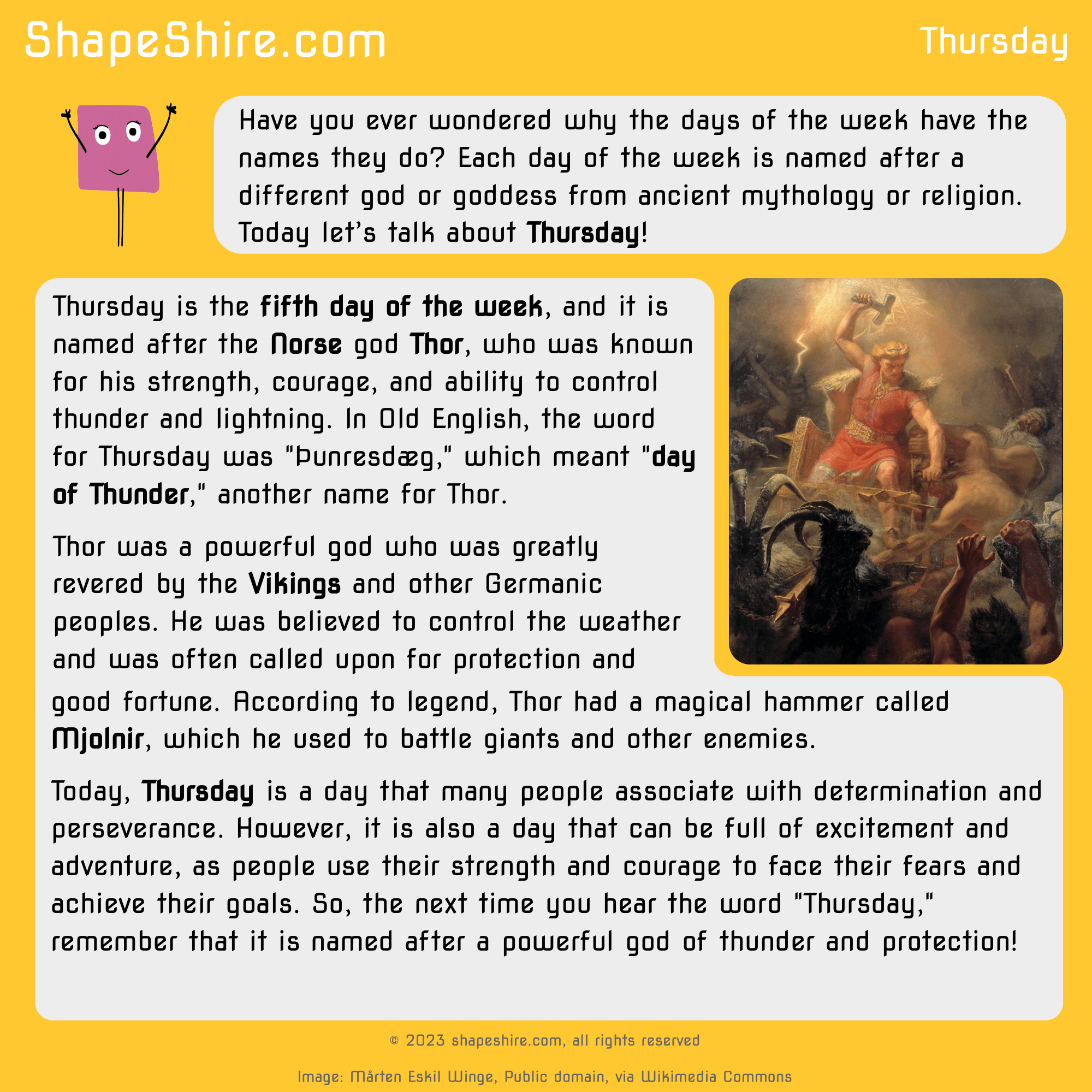 Days of the week: Thursday - ShapeShire