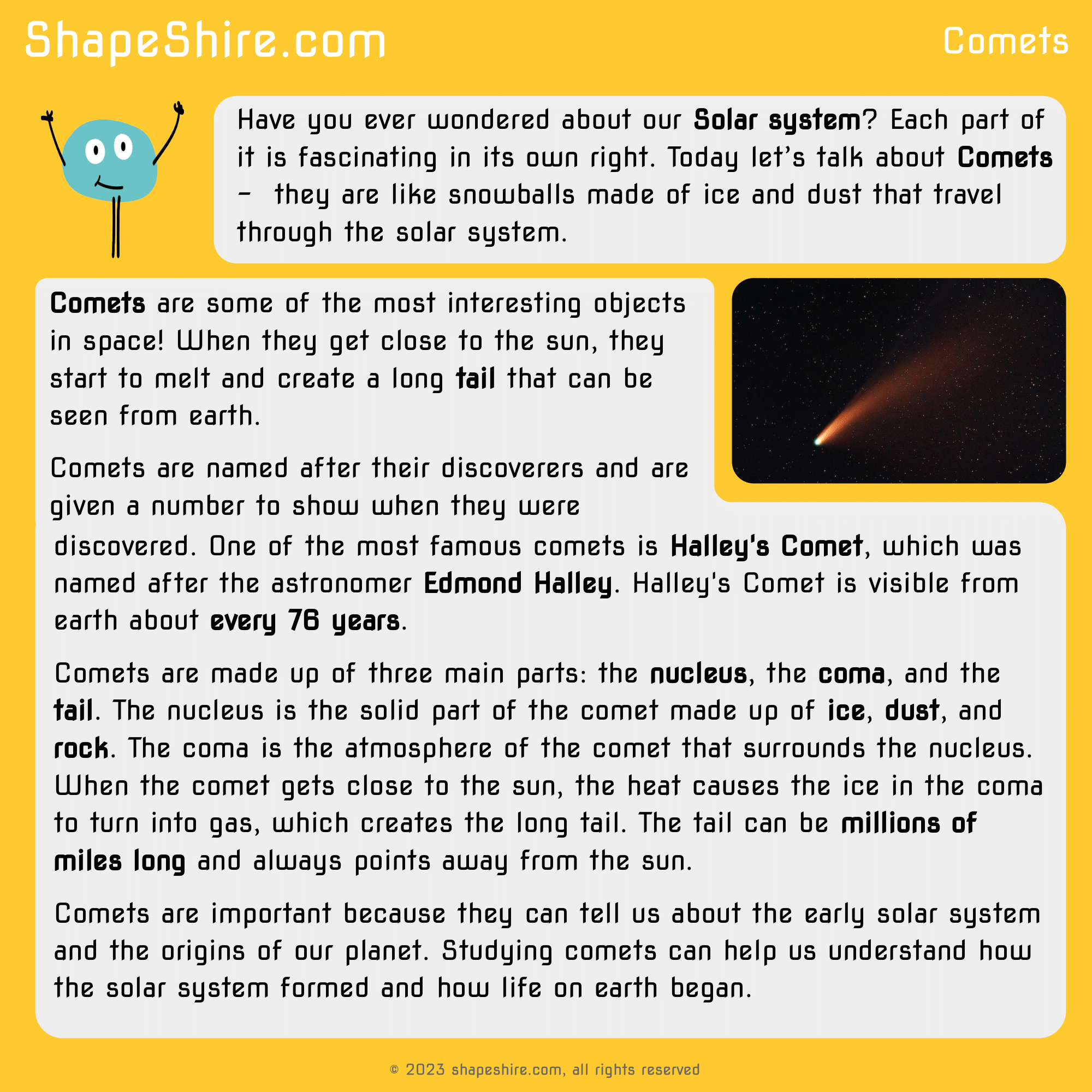 Let’s learn about Comets - ShapeShire